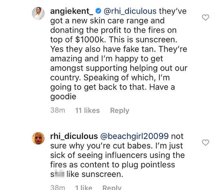 Angie responds to nasty troll's claims she turned the bushfires into an ...